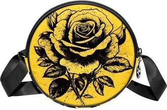 Generic Circle Sac &agrave; bandouli&egrave;re pour femme, petit sac &agrave; bandouli&egrave;re avec fermeture &eacute;clair et bretelles r&eacute;glables, sac &agrave; main rond d&eacute;contract&eacute; pour femmes et 
