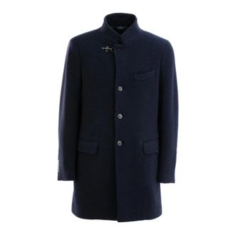 Fay Dunkelblauer Wollmantel Stehkragen - - Coats - Herren - Blau - 2XL