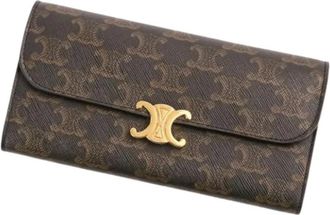 Celine Portefeuille long Pre-owned en PVC - Femme - Pre-owned - Brun - Taille: ONE Size