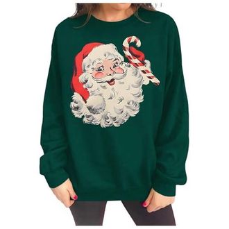 Generic Pull Moche Noël Femme Pull Noel Drole Sweatshirt a Manches Longues Et Col Rond Imprimé Noël Décontracté Et Tendance pour Femme