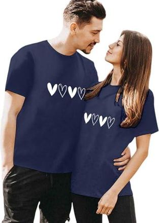 Generic T-shirt &agrave; manches courtes et col rond imprim&eacute; pour femme 2026 Saint-Valentin (2), noir fonc&eacute;, XXL