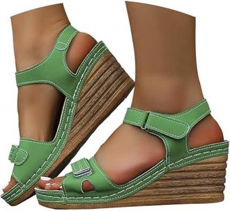 Generic Sandales orthop&eacute;diques avec soutien de la vo&ucirc;te plantaire - Sandales &agrave; lani&egrave;res pour femme - Chaussures de marche compens&eacute;es confortables - Semelle in
