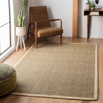 Safavieh Naturfaser Teppich f&uuml;r Wohnzimmer, Esszimmer, Schlafzimmer - Natural Fiber Collection, Kurzer Flor, Nat&uuml;rlich und braun, 160 X 229 cm