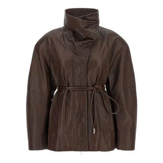 Sportmax Veste en cuir Alaggio - Femme - Vestes - Brun - Taille: 36 FR