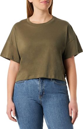 Noisy May Damen Nmalena S/S O-neck Semicrop Top Fwd Noos T Shirt, Kalamata, XS EU