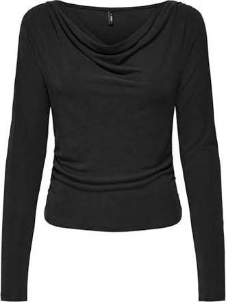 Only Onlfree L/S Structure Boatneck Top JRS Haut, Noir, S Femme