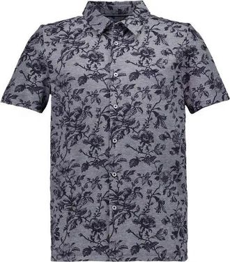 Fynch-Hatton Fynch-Hatton Herren Kurzarmhemd blau Baumwoll-Piqu&eacute;