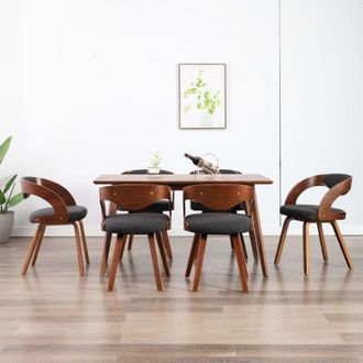 vidaXL Vidaxl - Chaises &agrave; manger lot de 6 gris fonc&eacute; bois courb&eacute; et tissu