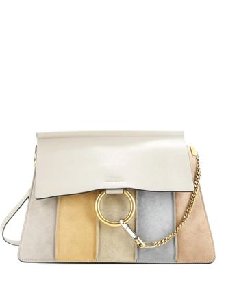 Chloé Faye Stitched Suede and Leather Medium shoulder bag - Tons neutres