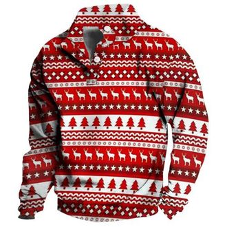 Generic Pull de Noël pour homme - Pull amusant Fair Isle imprimé flocons de neige de Noël pour homme - Pull de Noël 2025 à manches longues et col rond - Pull 