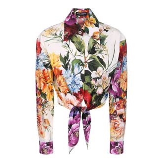 Dolce & Gabbana Femme, Blouses et Chemises, Multicolore, Taille: 34 FR Chemise en coton &agrave; imprim&eacute; floral