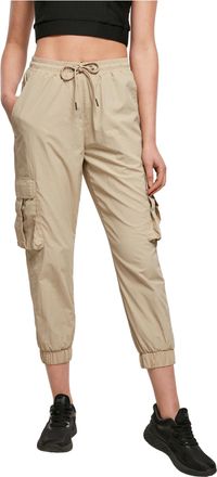 Urban Classics Ladies High Waist Crinkle Nylon Cargo Pants, Concrete, 3XL