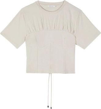 Patrizia Pepe Femme, Blouses et Chemises, Beige, Taille: 36 FR T-shirt bustier en coton