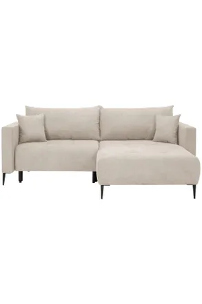 CARRYHOME Ecksofa, Beige, Textil, 2-Sitzer, F&uuml;llung: Schaumstoff, seitenverkehrt montierbar, L-Form, 226x155 cm, Liegefunktion, Schlafen auf Sitzh&ouml;he, R&uuml;cken ec