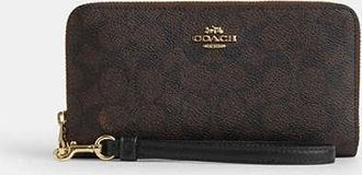 Coach Langes Portemonnaie aus Signature-Canvas mit Rundumreißverschluss