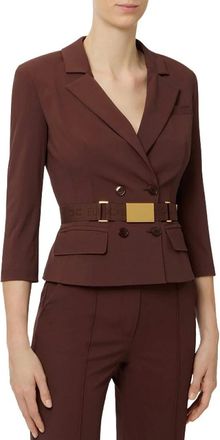 Elisabetta Franchi Femme, Vestes, Brun, Taille: 38 FR Giacca Cintura