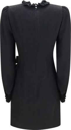 Alessandra Rich Ruffled Silk Dress - Black
