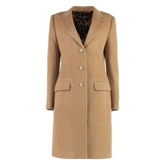 Dolce & Gabbana Femme, Manteaux, Brun, Taille: 36 FR Manteau en laine Col Revers Boutons