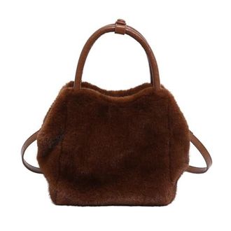 Generic Sac bandouli&egrave;re peluche douce pour femmes, petit sac &agrave; main avec poign&eacute;e, design uni, automne hiver