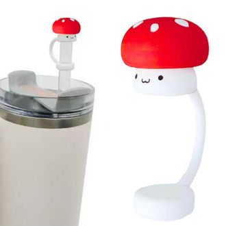 Generic Silikon-Strohhalm-Schutzh&uuml;lle - Wiederverwendbare Trinkhalm-Stopfen | Pilzf&ouml;rmiger Staubschutz-Aufsatz, Hygiene-Schutz F&uuml;r Reiseflaschen Als Kinderges