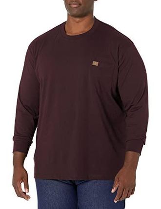 Wrangler Riggs Workwear by Mens Long Sleeve Pocket T- Shirt,Burgundy,Large Tall