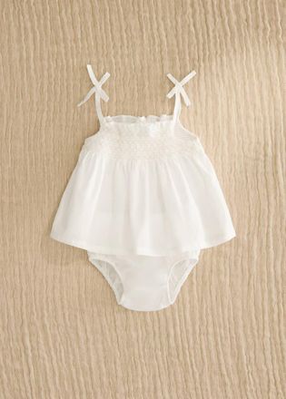 Mango Pyjama complet enfant en coton avec d&eacute;tail brod&eacute; blanc - Home - 12-18 mois - MANGO HOME