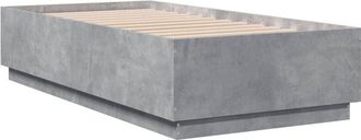 vidaXL Bettgestell mit led Betongrau 90x190 cm Holzwerkstoff Vidaxl