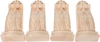 Artibetter DIYEAH 4 St&uuml;ck Teiliges Unbemalte Holzornamente Geschnitzte Dekorative S&auml;ulenapplikationen aus Massivholz Elegante M&ouml;belverzierung mit Detailreichen R