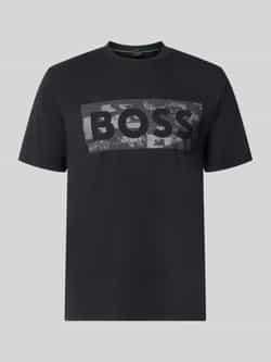 HUGO BOSS Regular Fit T-Shirt aus Baumwoll-Mix Modell TS_GLOBE LOGOPATTERN