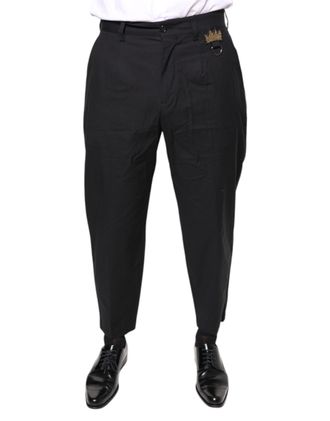 Dolce & Gabbana Mens Black Crown Cotton Dress Pants Nylon Elastane