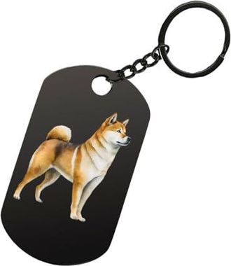 Generic Porte-cl&eacute;s Shiba Inu en acier inoxydable avec pendentif en forme de chien