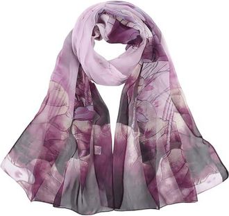 Generic Écharpe imprimée colorée simple en coton et lin chaud pour femme - Foulard musulman - Grande écharpe tricotée pour femme, Violet