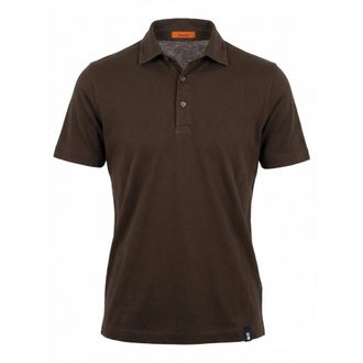 Drumohr Reines Baumwoll-Jersey Kurzarm-Poloshirt - - Tops - Herren - Braun - 2XL