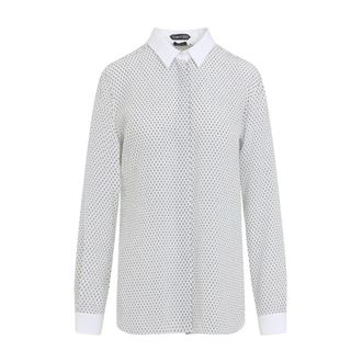 Tom Ford Bedruckte Multi-Argyle-Seidenkrepp-de-Chine-Bluse - - Blouses & Shirts - Damen - Wei&szlig; - XS