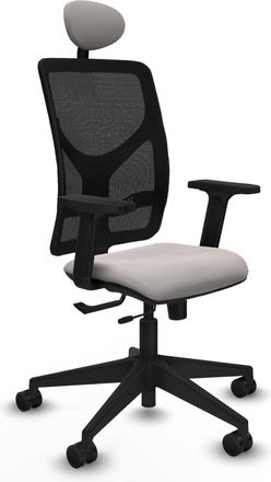 Piqueras y Crespo B&uuml;rostuhl aus wei&szlig;em Kunstleder, mit 2D-Armlehnen, h&ouml;henverstellbare Lendenwirbelst&uuml;tze und festes Kopfteil, ausgestattet mit Syncro/Traslack und Schn