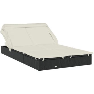 vidaXL Vidaxl - Transat 2 places avec toit pliable noir 213x118x97 cm