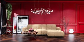 Jack & Alice home24 Ecksofa Malter Beige/Beige Samt 293 x 83 x 198cm Longchair davorstehend rechts mit Schlaffunktion Glamour