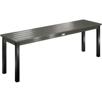 OUTSUNNY Banc de jardin - Outsunny - 2 places sans dossier - assise &agrave; lattes - m&eacute;tal - 130x34x43cm - gris