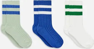 Arket Gerippte Socken 3er-Pack -Blau