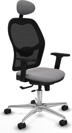 Piqueras y Crespo B&uuml;rostuhl mit 2D-Armen, h&ouml;henverstellbare Lendenwirbelst&uuml;tze und festes Kopfteil, ausgestattet mit Syncro/Traslack und injiziertem Schaumstoff, Schwar