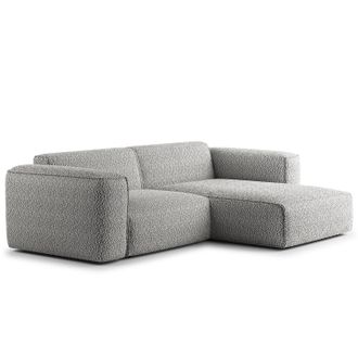 Studio Copenhagen home24 Ecksofa 1,5-Sitzer mit Longchair Grau Teddy-Boucl&eacute; Stoff Bony 260 x 71 x 173cm Longchair davorstehend rechts Modern