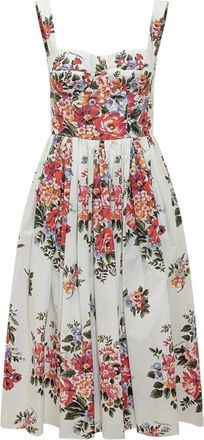 Dolce & Gabbana Femme, Robes, Multicolore, Taille: 36 FR Robe en coton &agrave; imprim&eacute; bouquet de fleurs