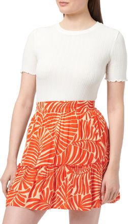 Only Damen Sommerrock Onlchiara Short Skirt Ptm, Pureed Pumpkin/AOP:Bali Palm, M