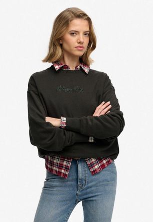Superdry Sweatshirt SCRIPT BRAND LOOSE CREW mit Markenlogo aus Perlenstickerei auf der Brust