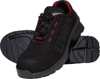 Uvex 1 paire de chaussures basses perforées Duo S1 - Chaussures de sécurité pour les zones légères - Sportives, légères et flexibles, noir/rouge, 46 EU