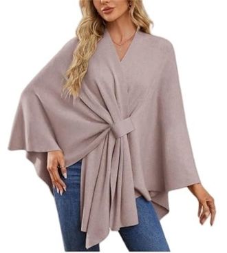 Generic Poncho &eacute;l&eacute;gant doux ouvert sur le devant pour le printemps, lautomne et lhiver, Lotus Color, Taille unique