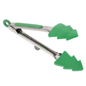 Hemoton Silikonzange Weihnachten Edelstahl K&uuml;chenzange Hitzebest&auml;ndig Zange Salatzange Metall Grillzange Servierzange Clips Weihnachten K&uuml;che