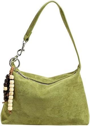 Generic Garhomtur Sac fourre-tout en daim pour femme avec pendentif, sac à bandoulière, sac à main, sac besace décontracté pour le travail et les voyages, Ver
