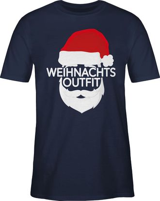 Shirtracer T-Shirt Herren - Weihnachten Geschenke Christmas Bekleidung - Weihnachtsoutfit mit Weihnachtsm&uuml;tze - L - Navy Blau - weihnachtstshirtm&auml;nner weihnachts