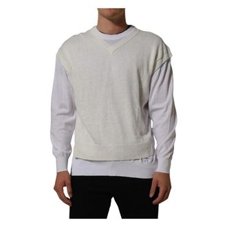 Dolce & Gabbana Crewneck Pullover-Pullover mit Lagen-Look - - Knitwear - Herren - Wei&szlig; - M